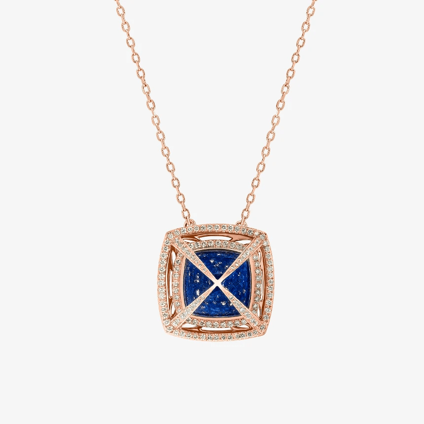 Alaghband Pyramid Necklace with Chambered Lapis Lazuli - Alaghband Jewelry